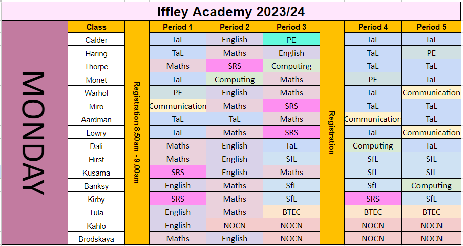 Timetable - Iffley Academy