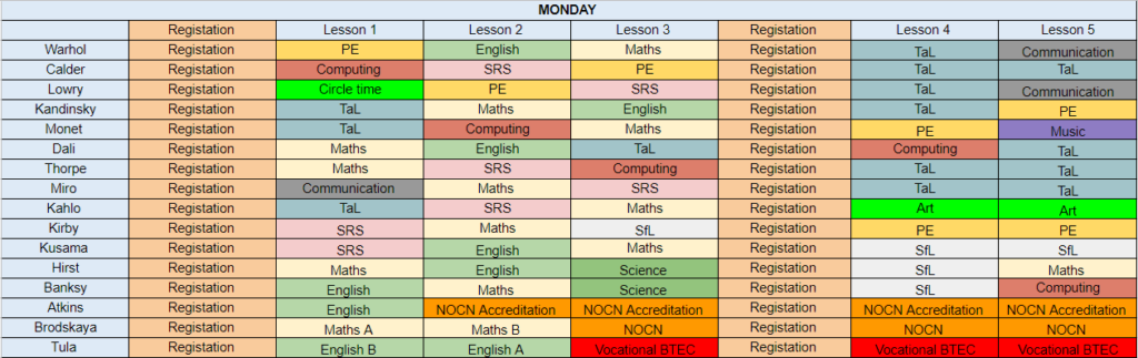 Timetable - Iffley Academy