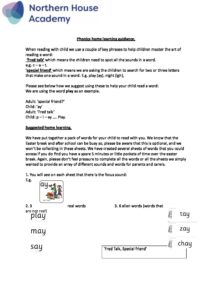 Phonics home learning guidance - Northern House